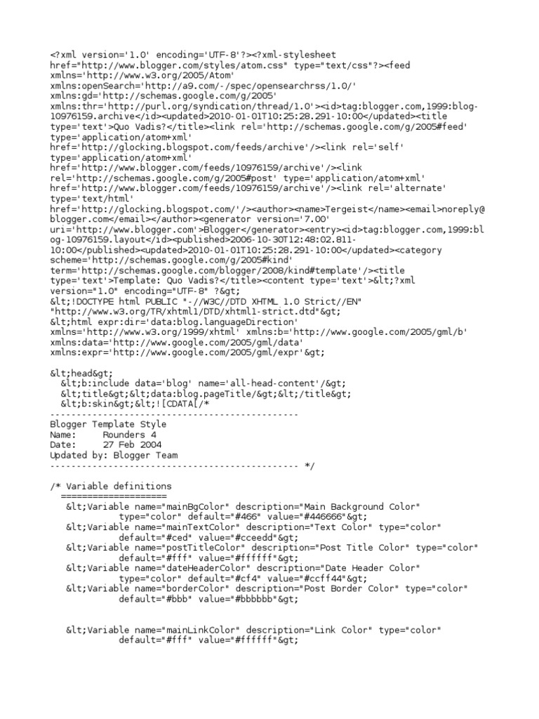 Xml Version 1 0 Encoding Utf 8 Xml Style Sheet Href Blogger 4374
