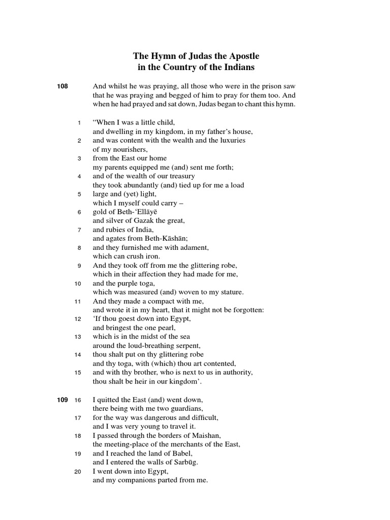 The Hymn of Judas The Apostle | PDF | Religion And Belief