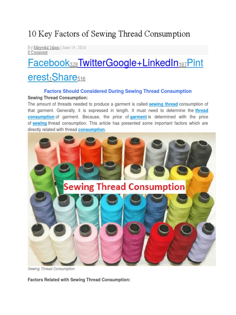 Sewing Thread Consumption Factors | PDF | Knitting | Sewing