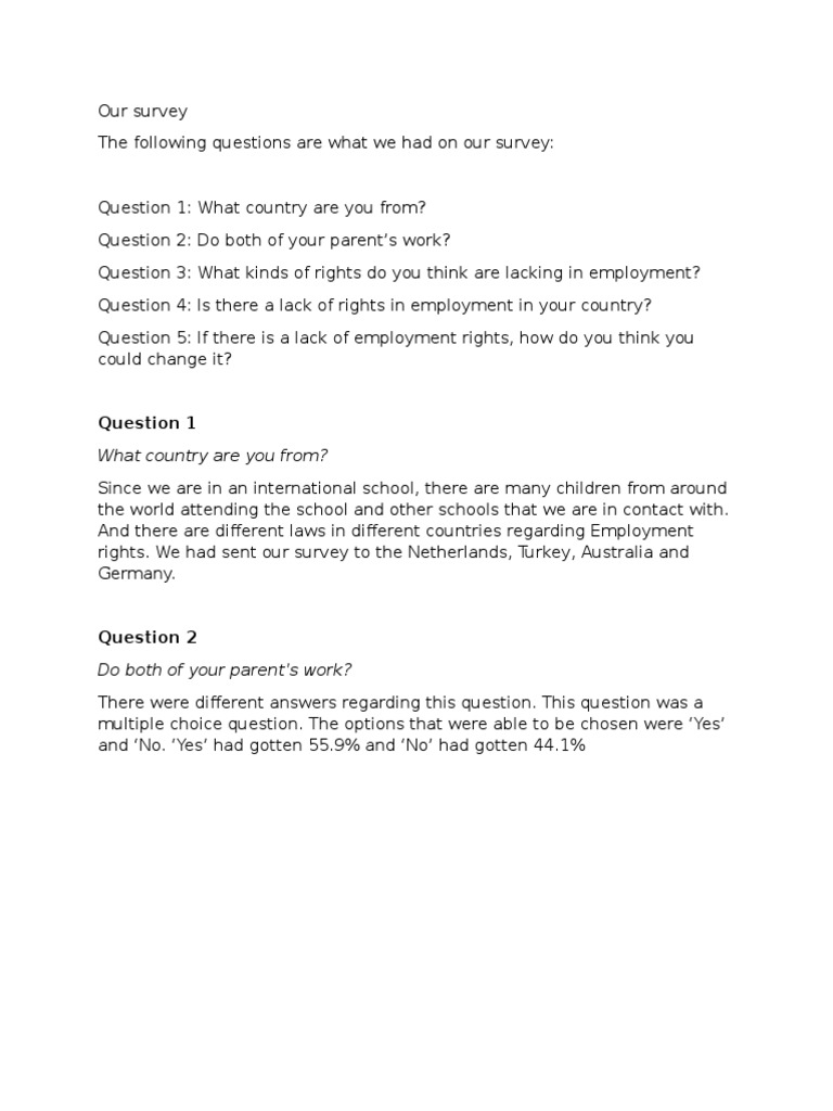 Our Survey 1 | Download Free PDF | Question | Gender Equality