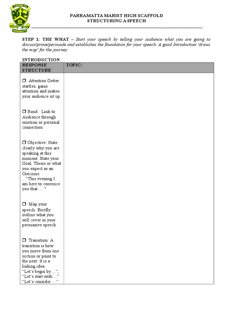 Speech Scaffold | PDF