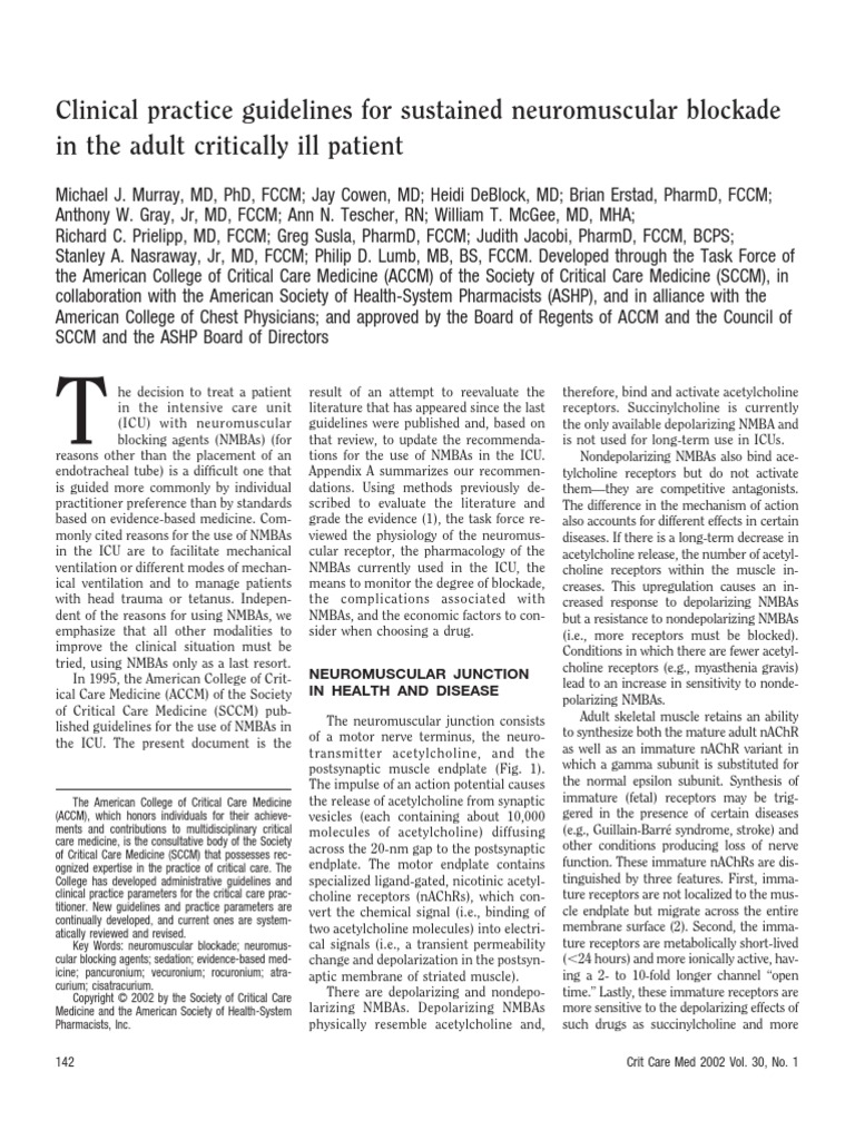 Neuromuscular Blockade Adult | PDF | Acetylcholine | Neuromuscular Junction
