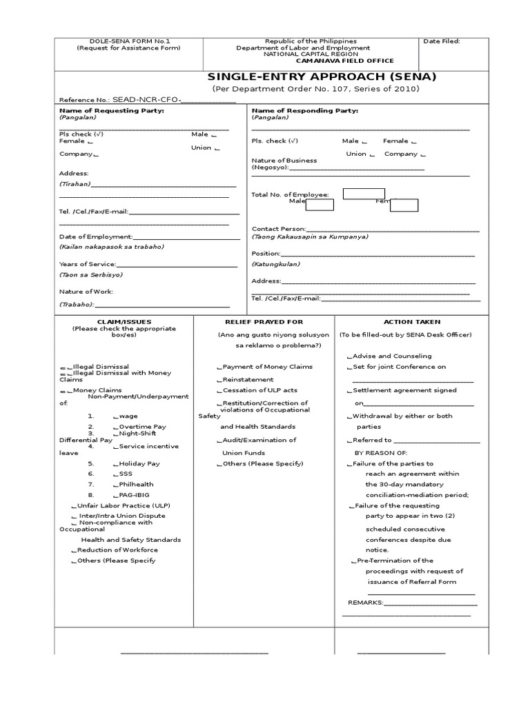 New Sena Form | Unfair Labor Practice | Lawyer