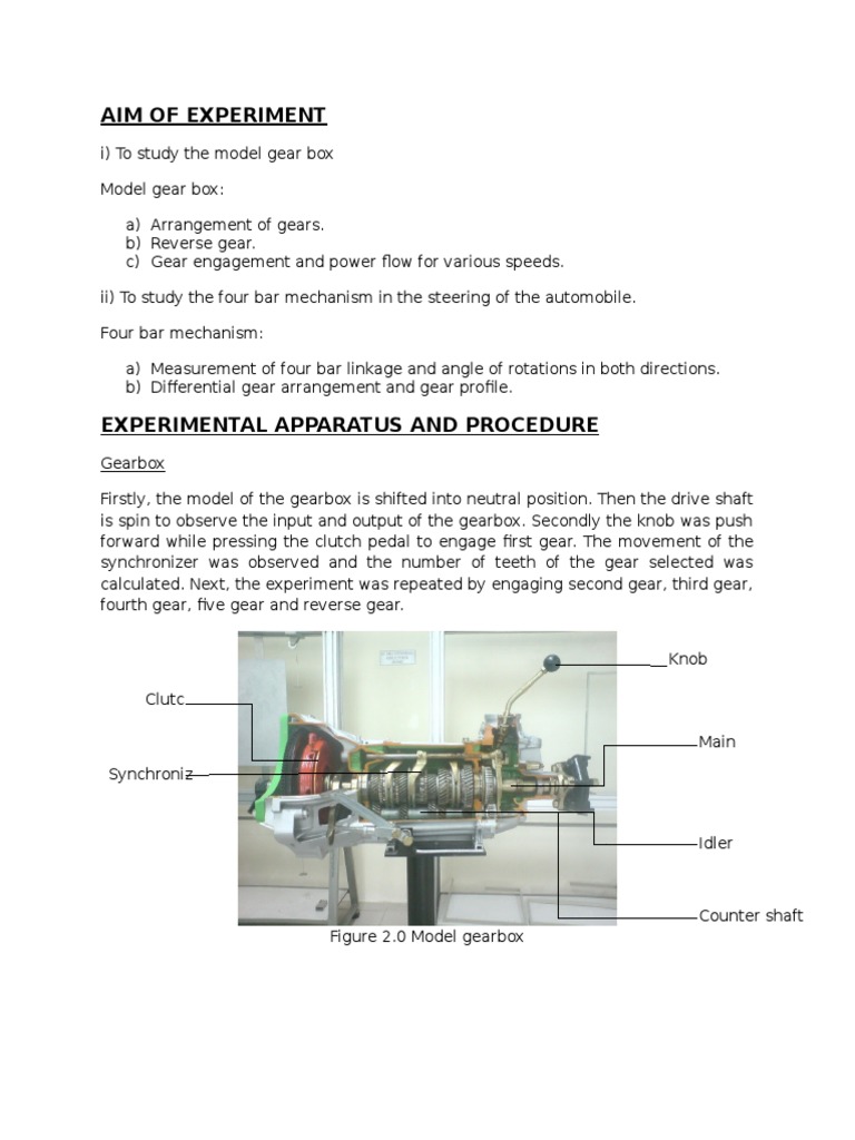 Study of Gears and Four Bars Mechanism | PDF | Manual Transmission | Gear