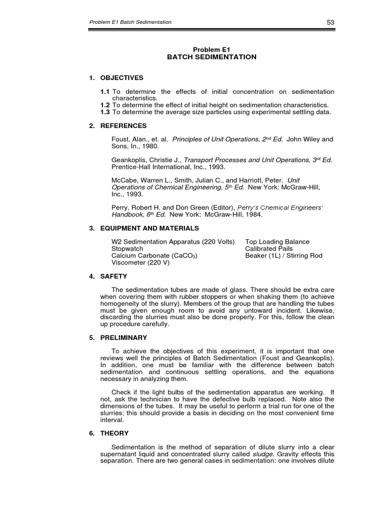 Batch Sedimentation | PDF | Physical Sciences | Physics