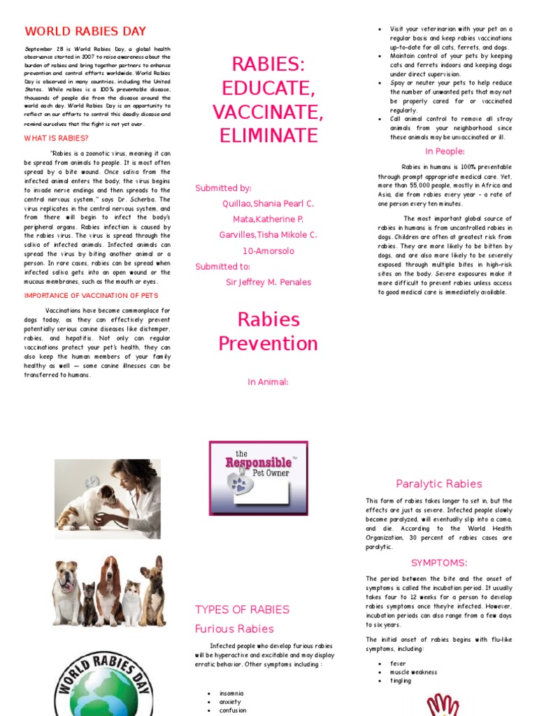 Rabies: Educate, Vaccinate, Eliminate | PDF | Rabies | Health Sciences