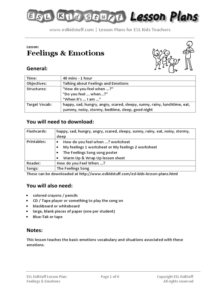 Feelings Emotions Lesson Plan | Lesson Plan | Emotions