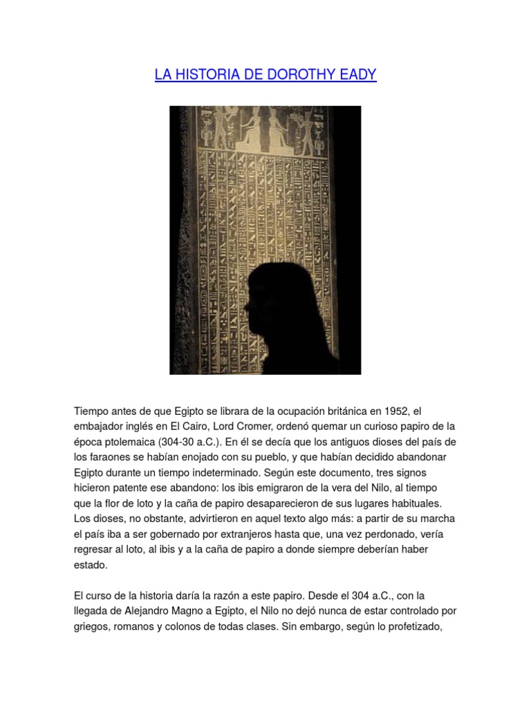 La vida de Dorothy Eady y su legado en Egipto | PDF | Papiro | Egipto