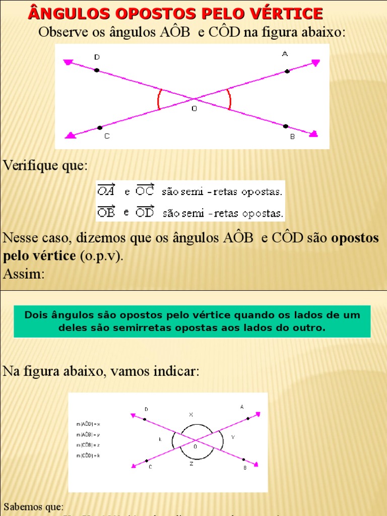 Aula 14 - Ângulos Opostos Pelo Vértice