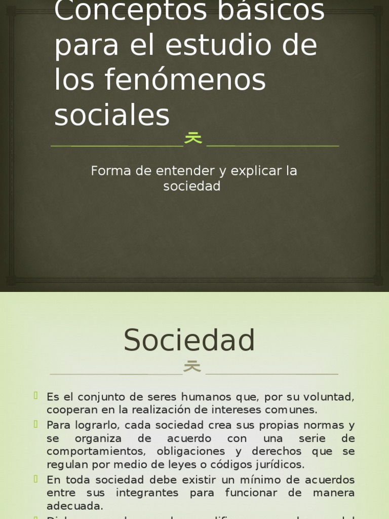 Conceptos Básicos para El Estudio de Los Fenómenos Sociales | PDF | Sociedad | Comportamiento