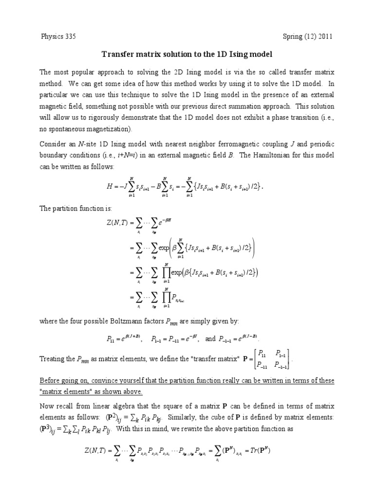 TransferMatrix 1D-Ising | PDF | Matrix (Mathematics) | Eigenvalues And Eigenvectors