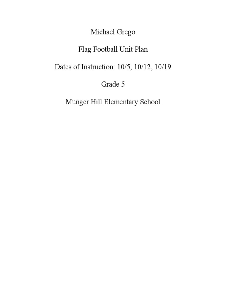 Football Unit Plan | PDF | American Football | Touchdown