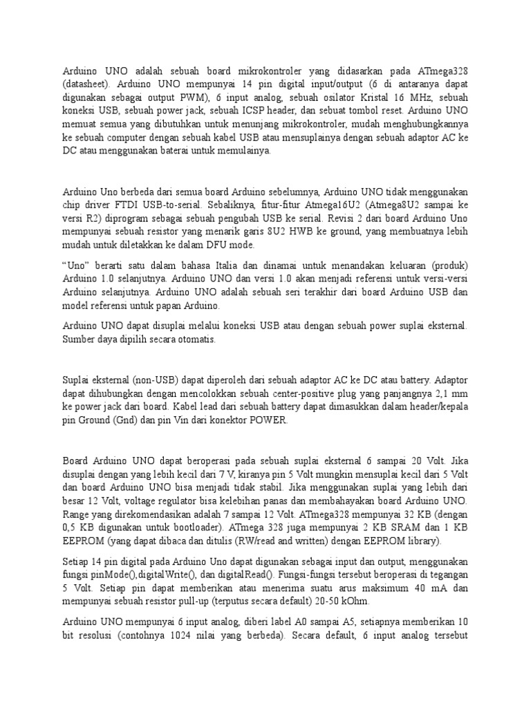 Arduino UNO Adalah Sebuah Board Mikrokontroler Yang Didasarkan Pada ...