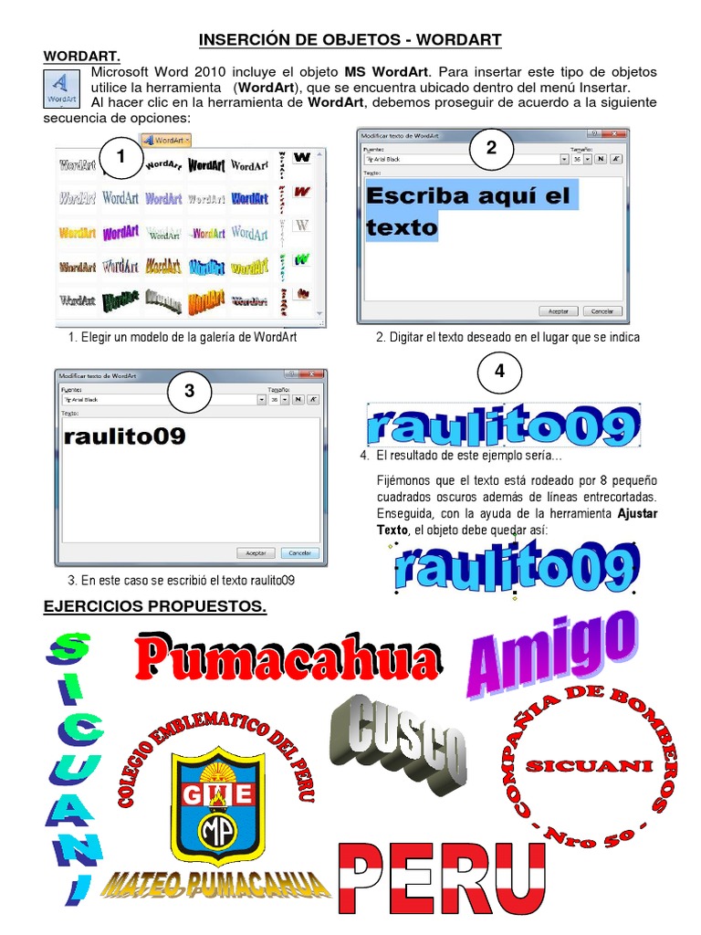 Insertar Wordart en Word | PDF