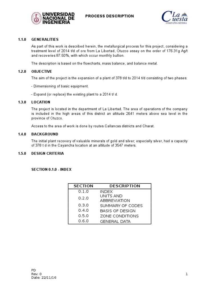 1.1.0 Generalities: Process Description | PDF | Chemistry | Physical ...