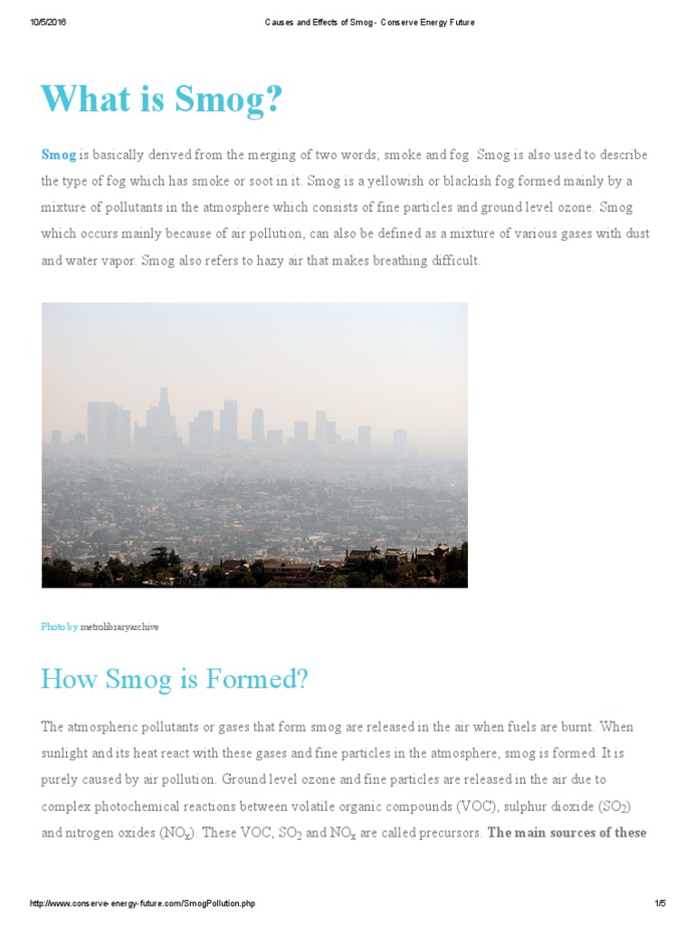 Causes and Effects of Smog | PDF | Smog | N Ox