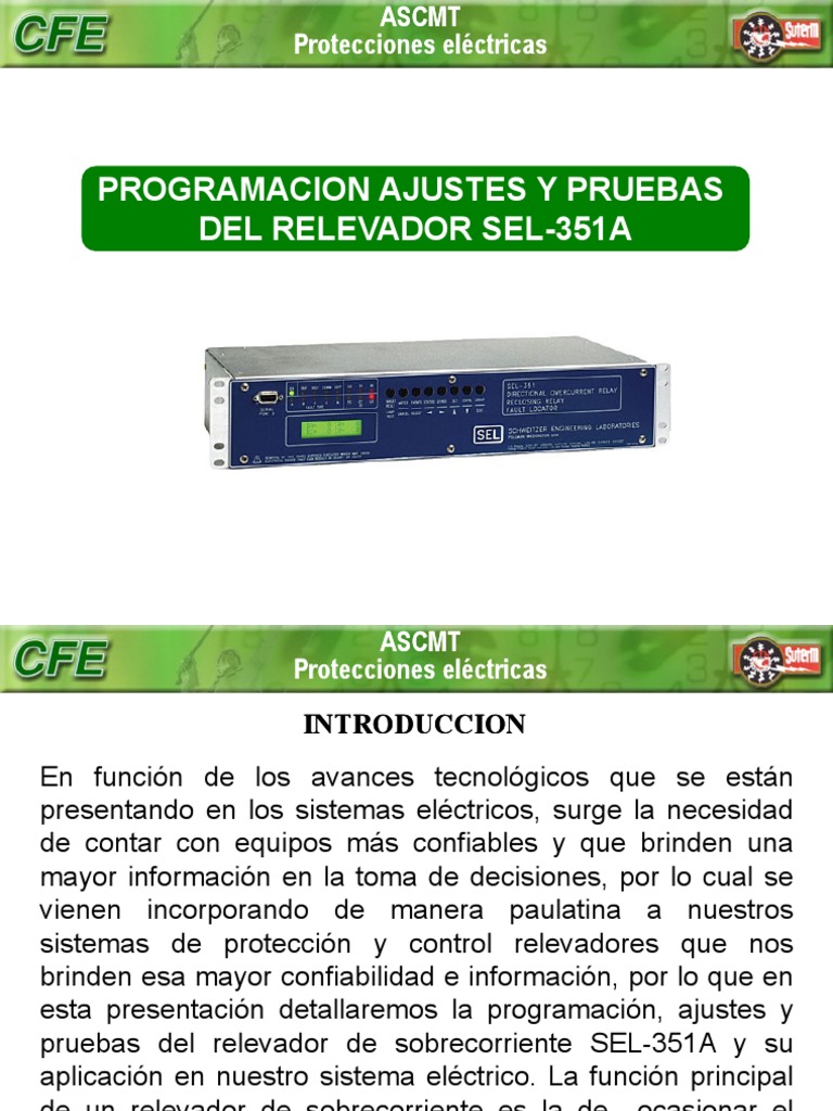 Programación del Relevador SEL-351A | PDF | Transformador | Impedancia ...