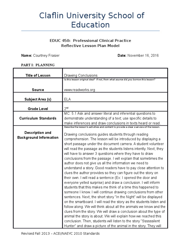 Ela Reflective Lesson Plan 4 | PDF | Reading Comprehension | Lesson Plan