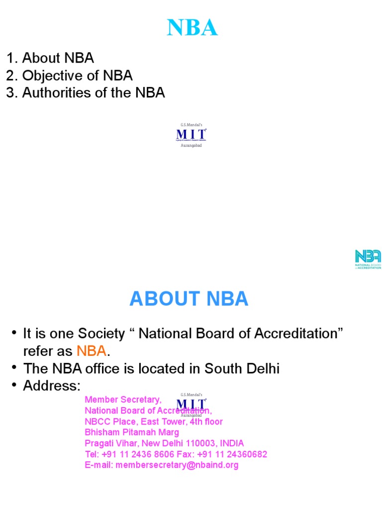 About NBA 2. Objective of NBA 3. Authorities of The NBA | PDF
