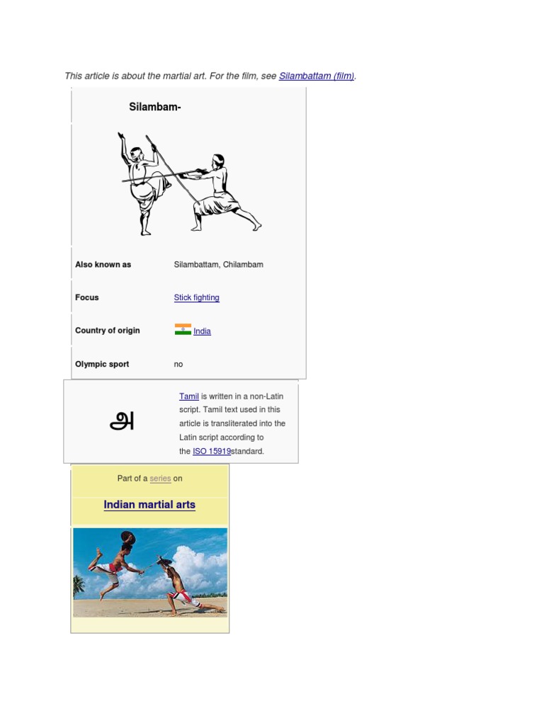 Overview of Silambam Martial Art | PDF | Combat Sports