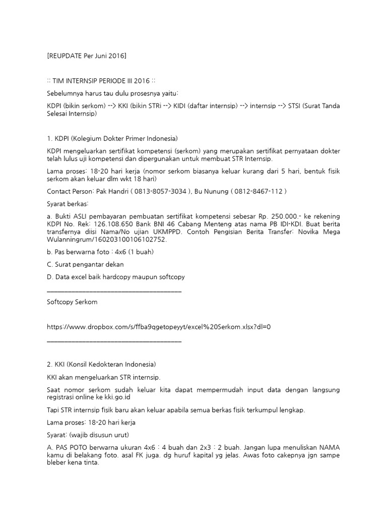 Proses Pendaftaran STR Internsip Dokter | PDF