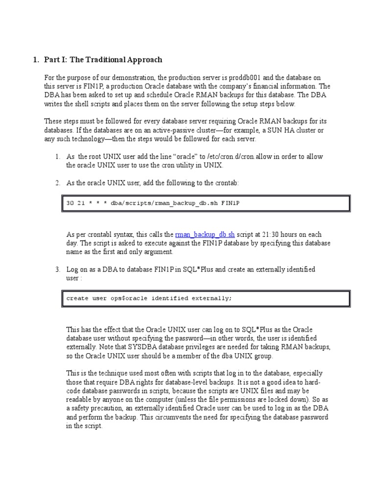 Oracle Part I Pdf Oracle Database Backup