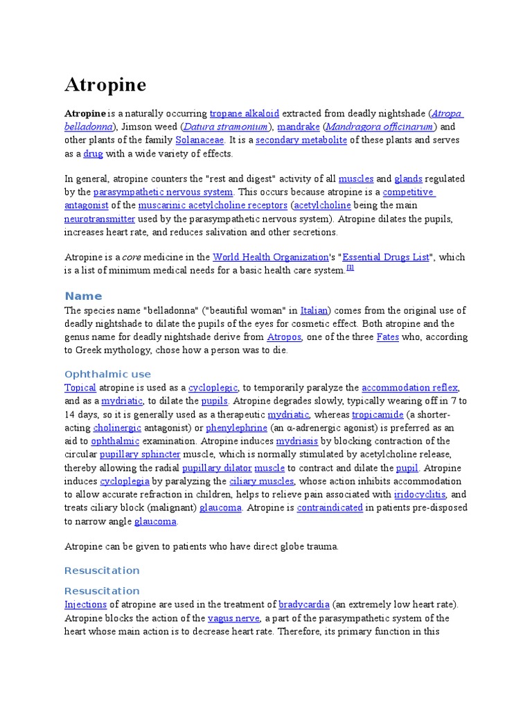 Atropine | Drugs | Medical Specialties
