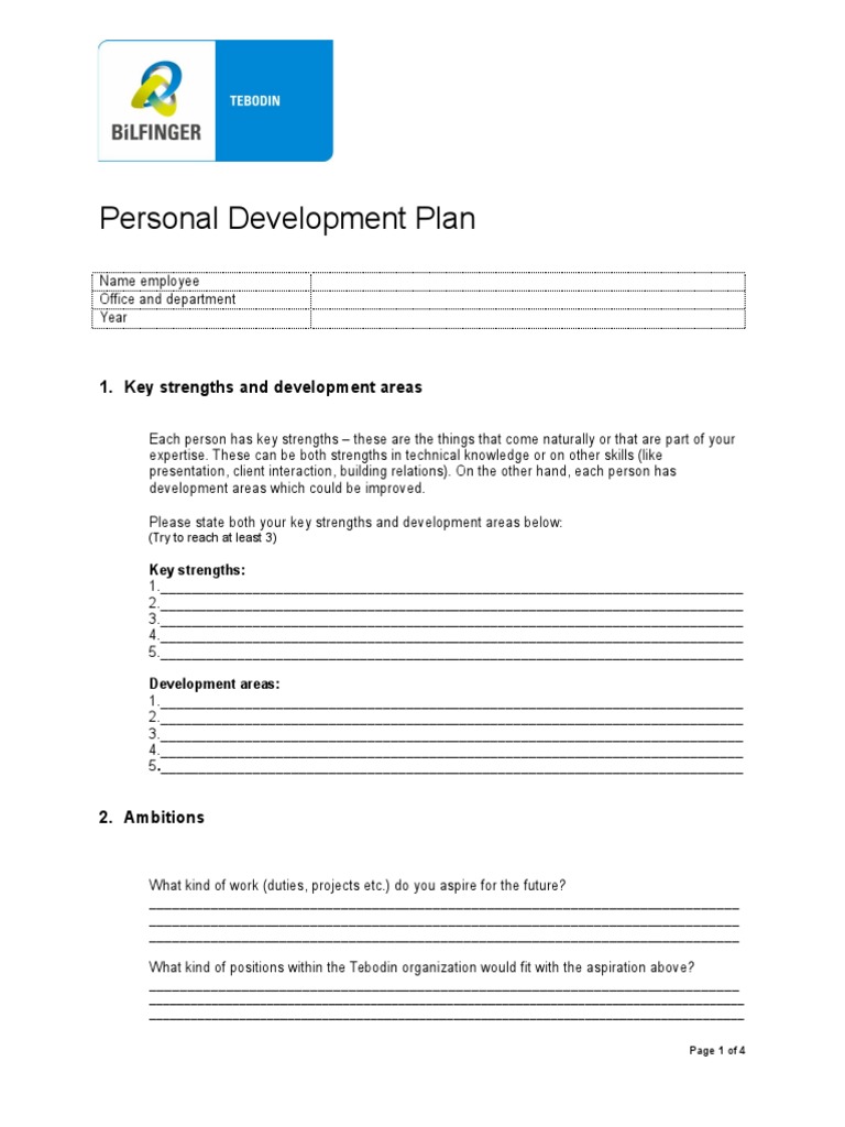 Personal Development Plan: 1. Key Strengths and Development Areas | PDF