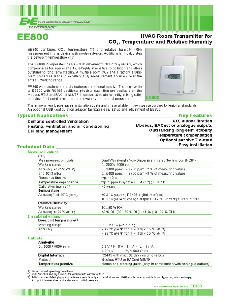 datasheet_EE800 | Relative Humidity | Hvac