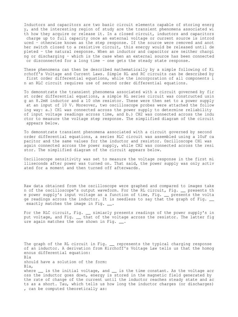 Transient Phenomena of The RLC Circuit | PDF | Electrical Network | Capacitor