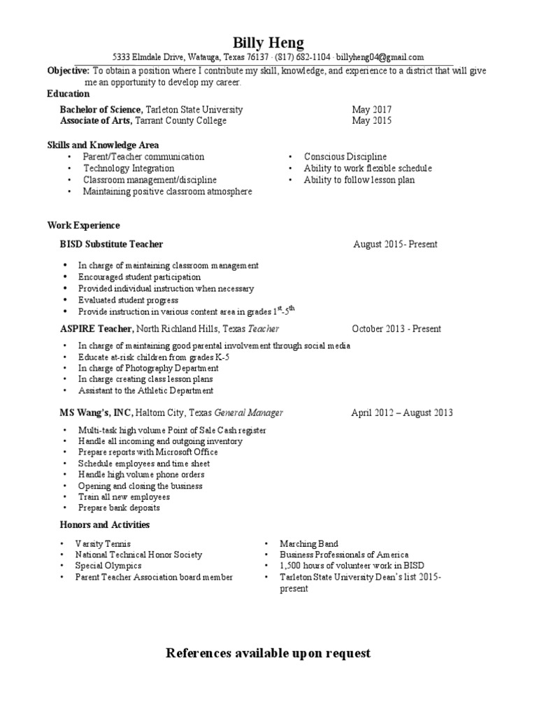 Billy Hengs Resume | PDF