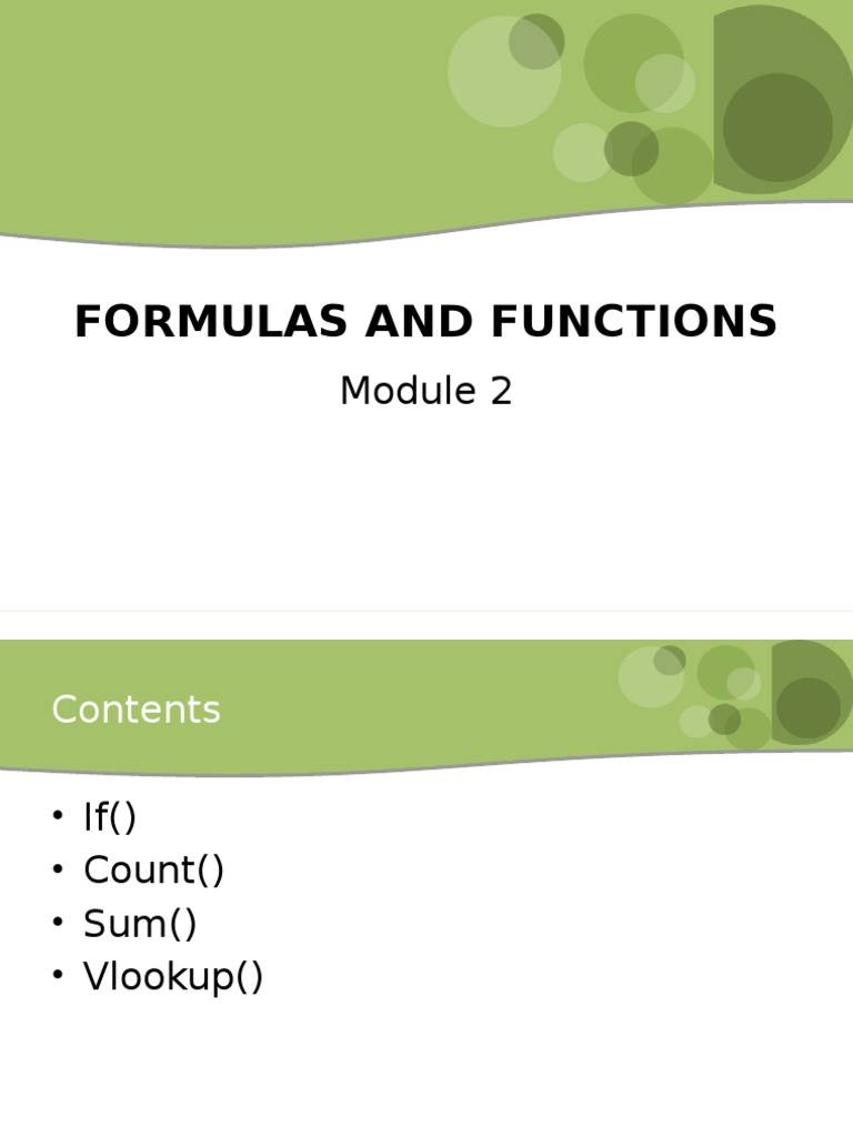 Formulas and Functions | PDF | Microsoft Excel | Computer Data
