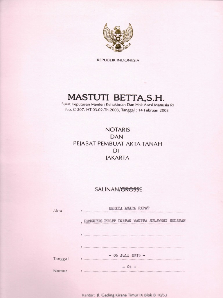 Akta Notaris IWSS | PDF