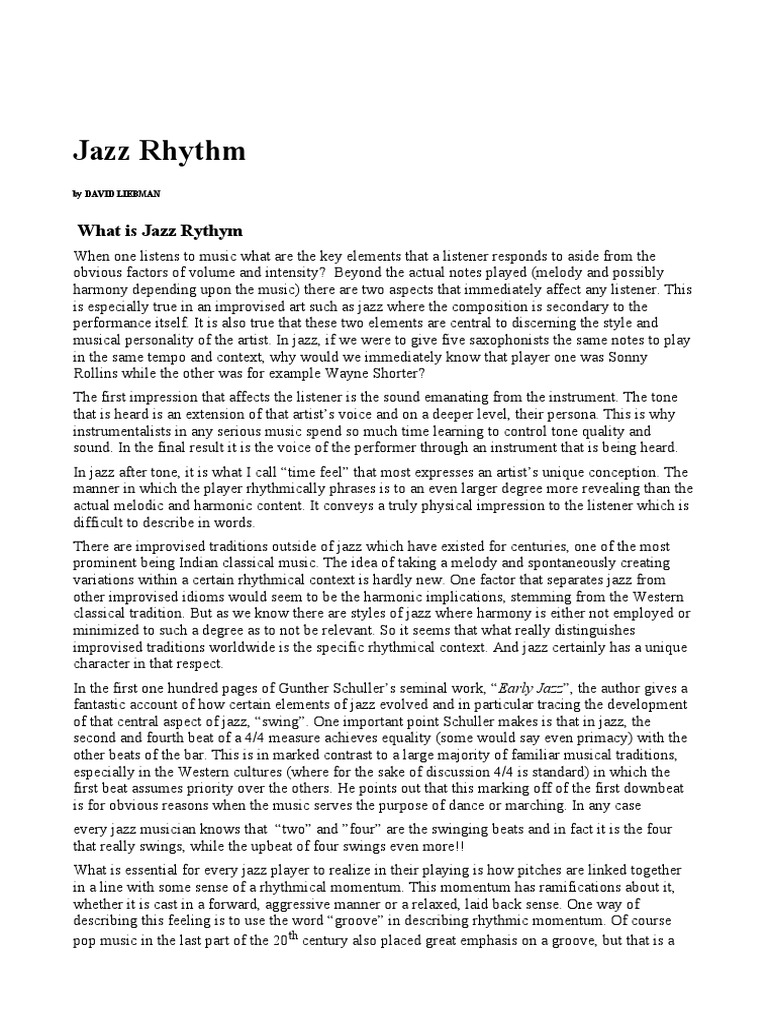 Jazz Rhythm Explained | PDF | Jazz | Rhythm
