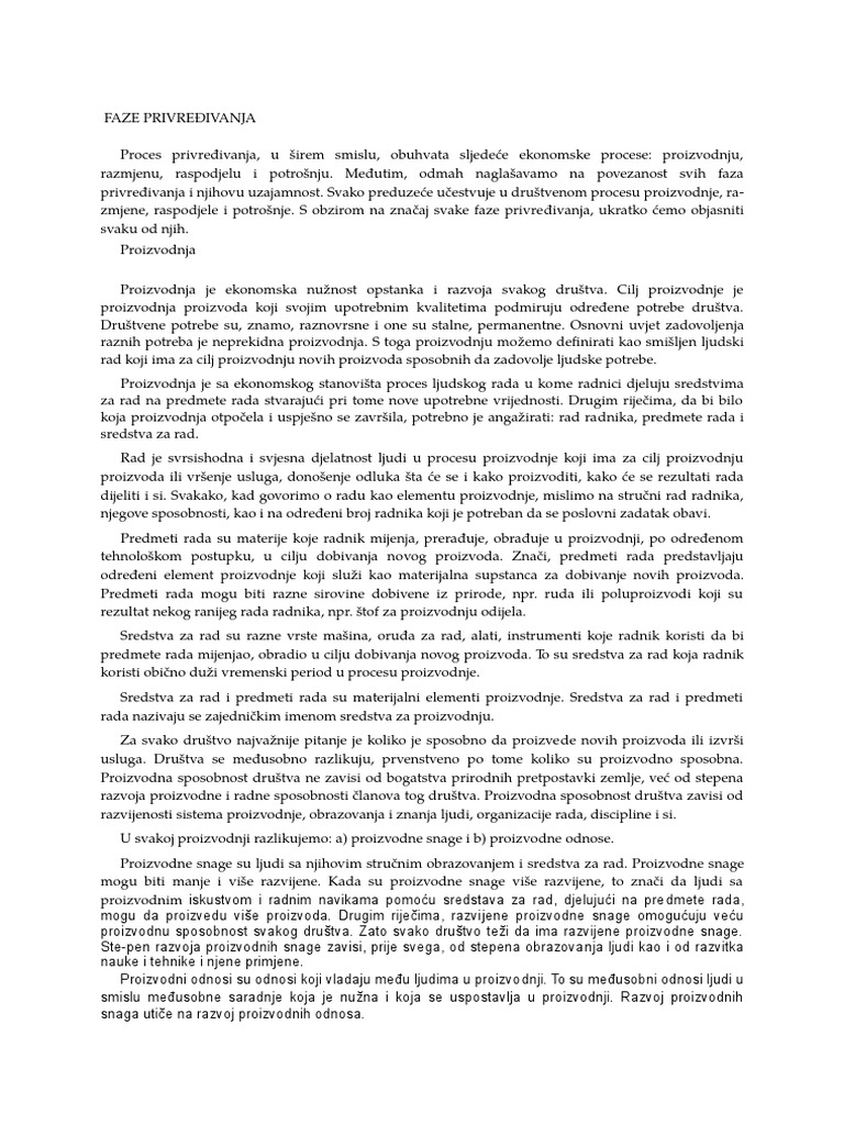 Privreda-Faze Privređivanja | PDF