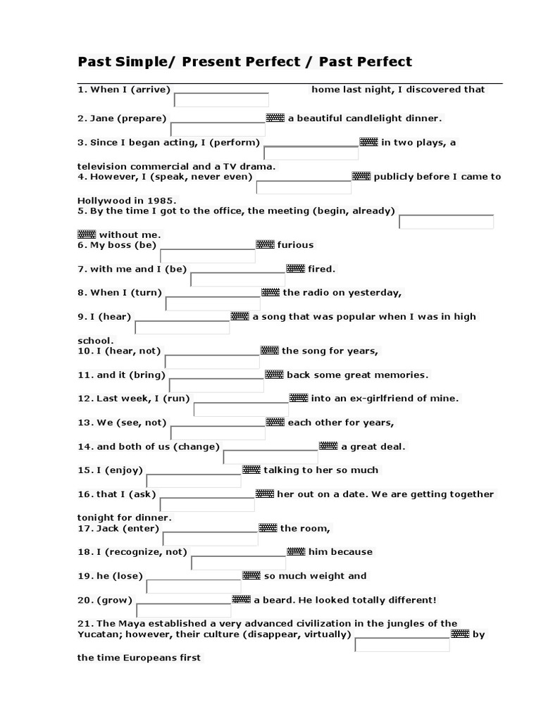 Past Simple Present Perfect Past Perfect | PDF