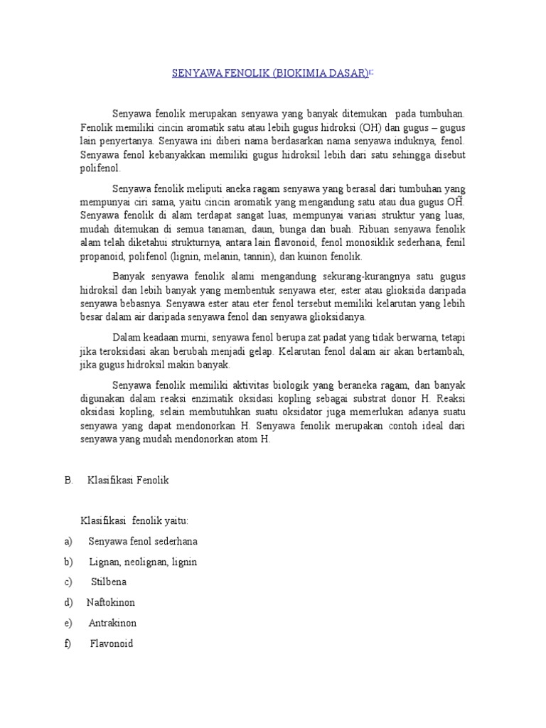 Senyawa Fenolik: Struktur dan Klasifikasi | PDF | Sains & Matematika