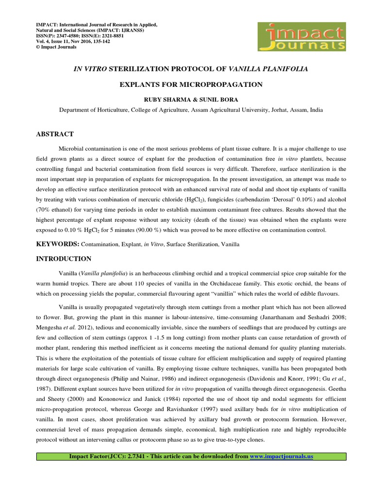 17.app - in Vitro Sterilization Protocol of Vanilla Planifolia Explants ...