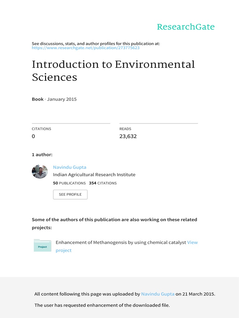 Introduction To Environmental Sciences: January 2015 | PDF