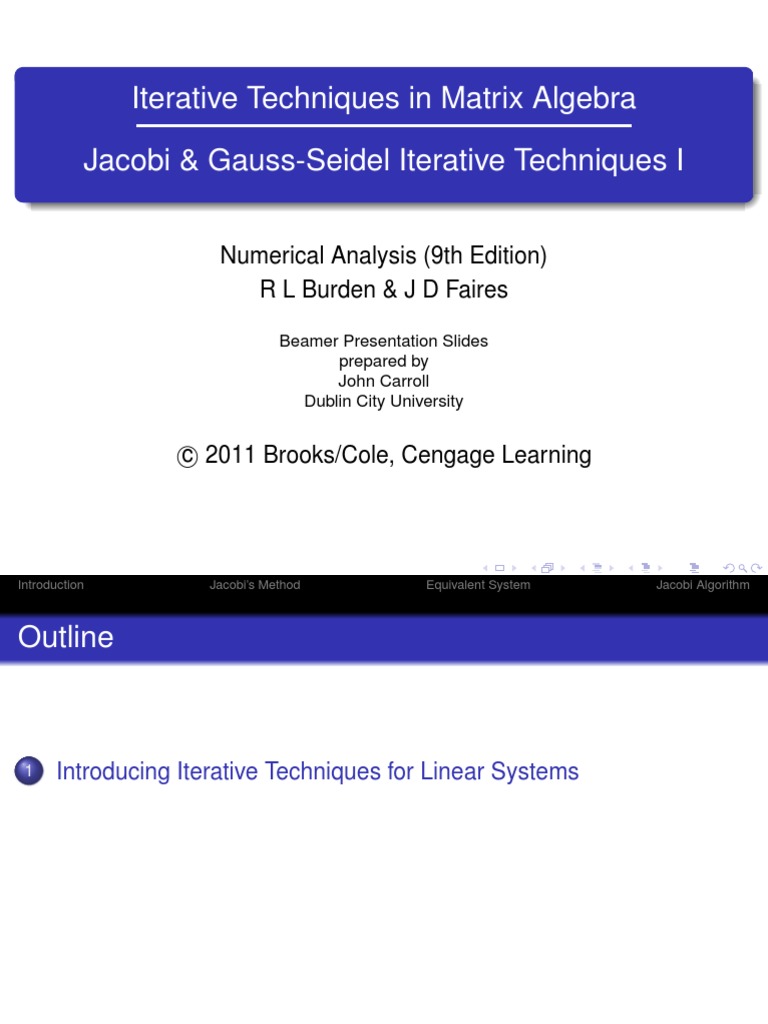 Jacobi Method Pdf Numerical Analysis System Of Linear Equations