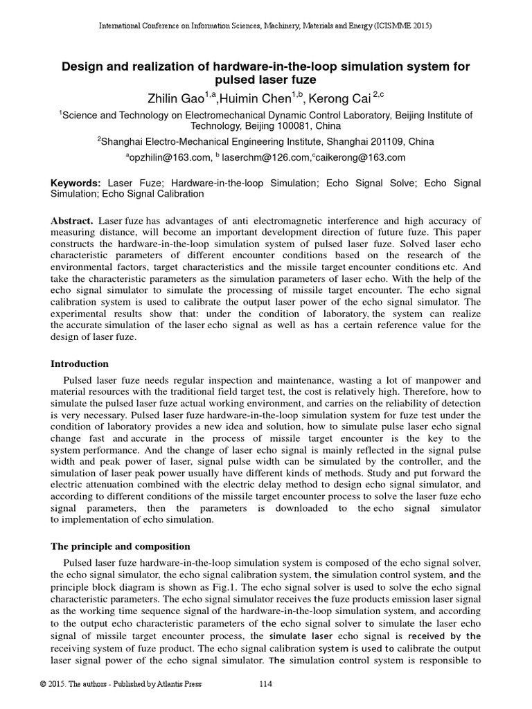 (2015) Design of HWIL Simulation For Pulsed Laser Fuze | PDF | Laser ...
