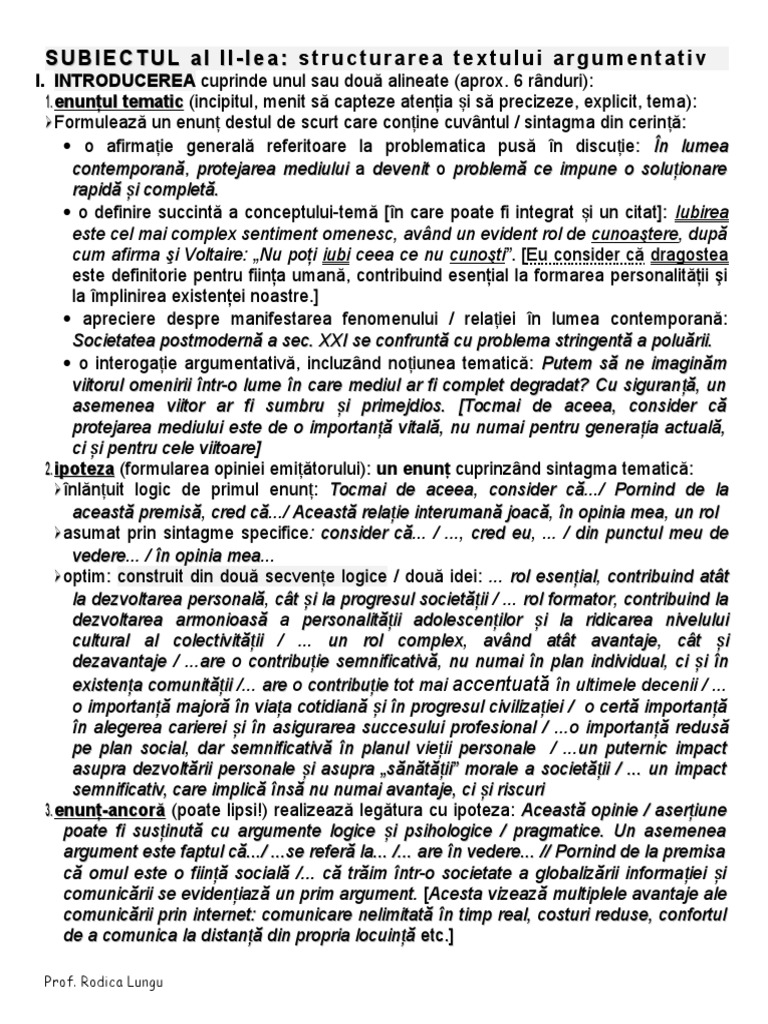 Textul Argumentativ - 2017 | PDF