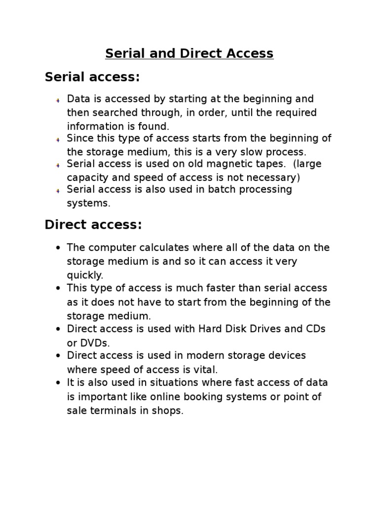 Serial and Direct Access | PDF | Computers