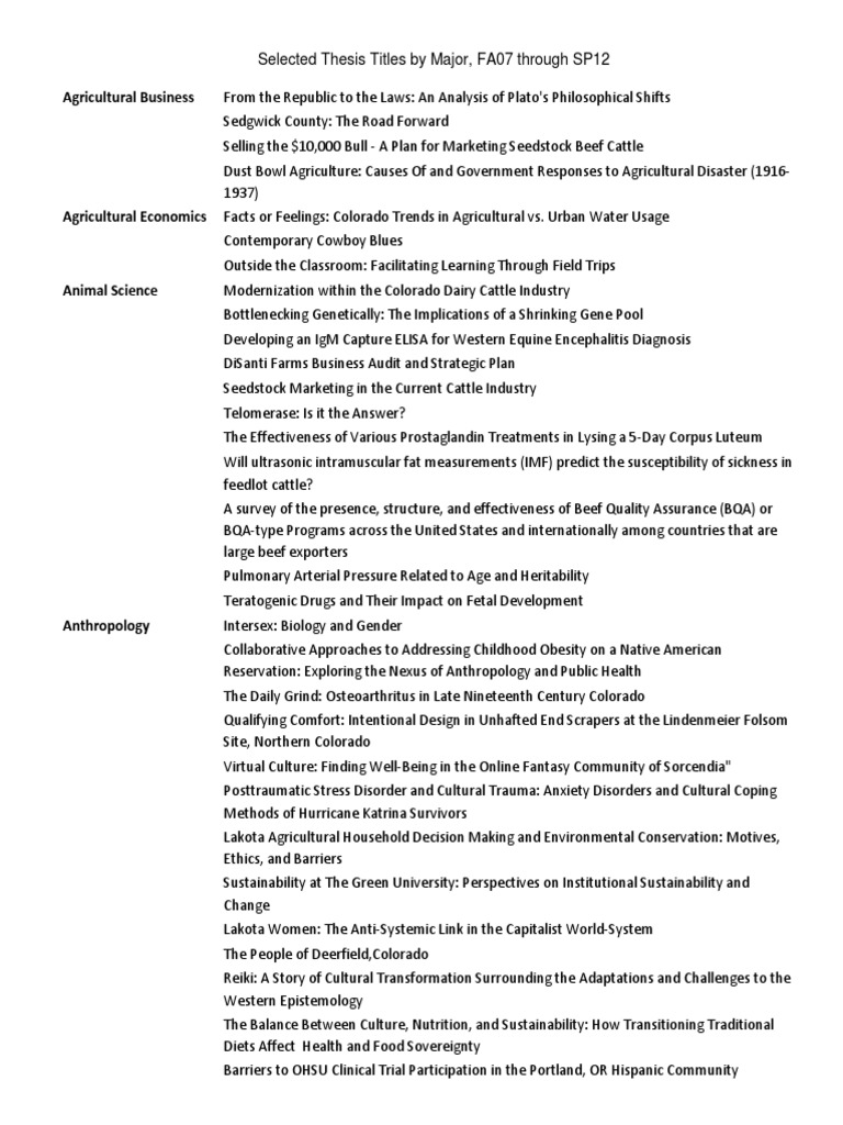Thesis Titles | PDF | Virus | Tuberculosis