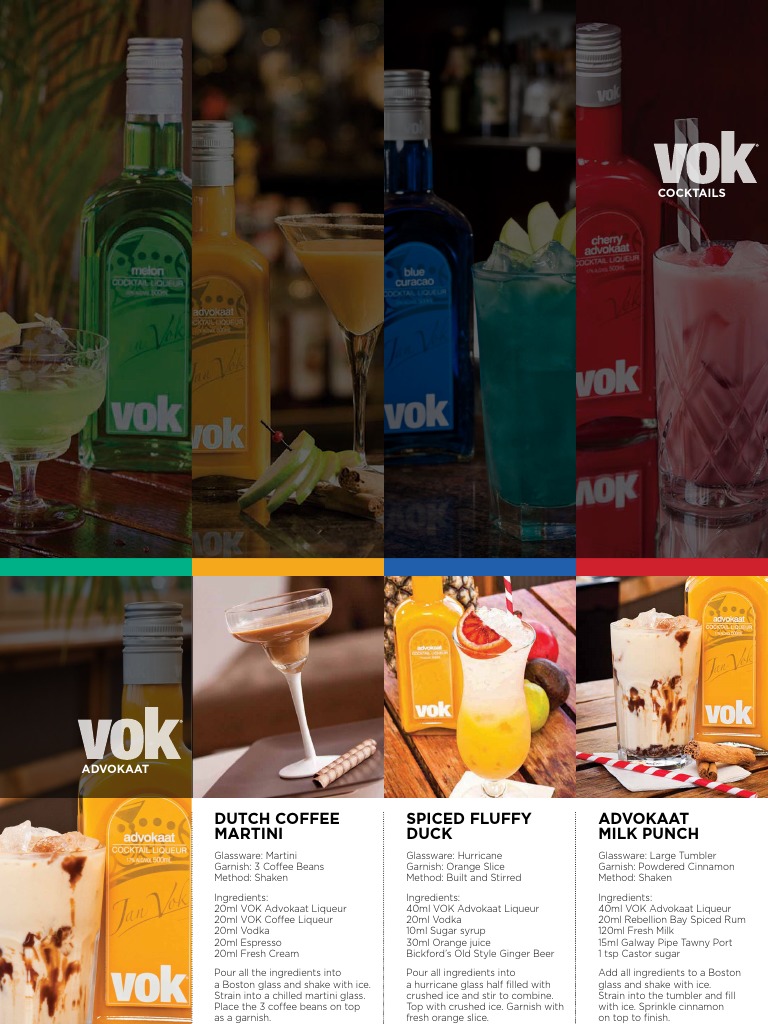 VOK Liqueurs Cocktails | PDF | Martini (Cocktail) | Lemon