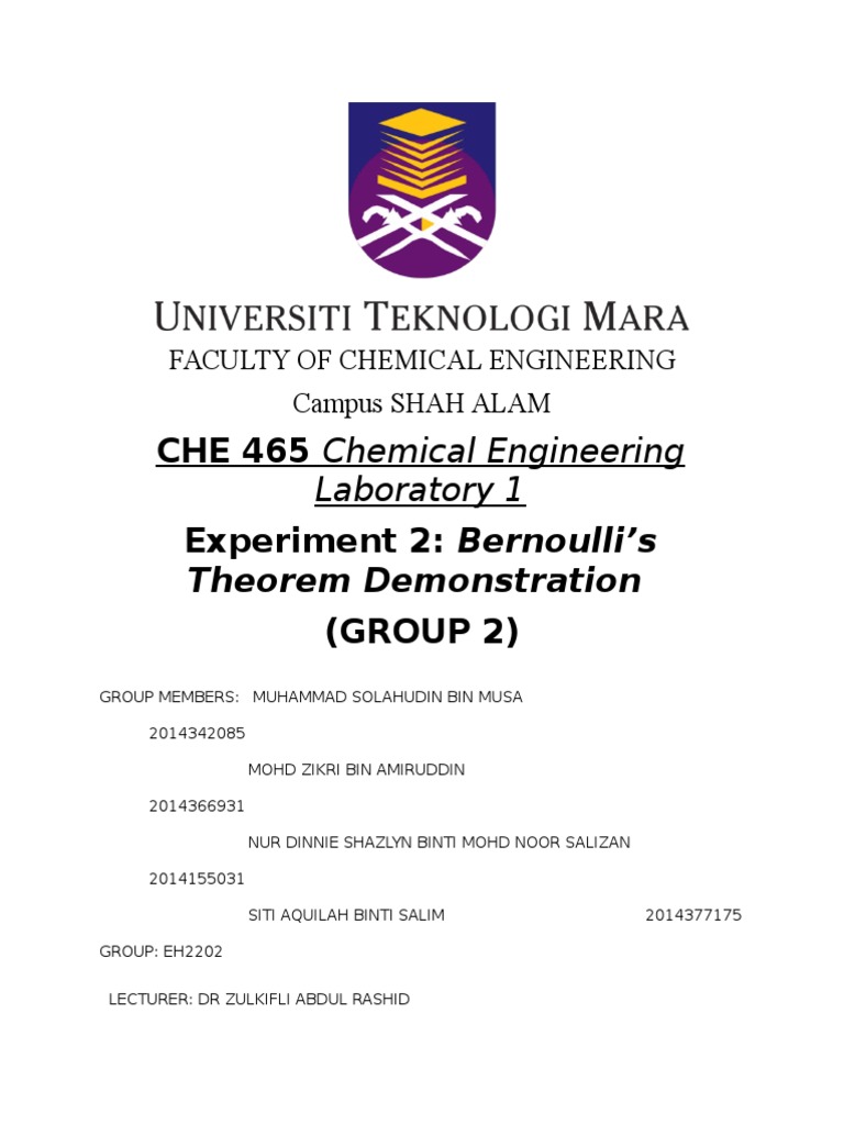 Lab Report Bernoulli Theorem Demonstration (Full Report) | PDF ...