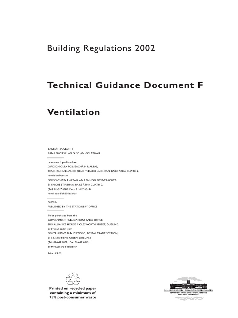Part F - Ventilation (2002) | PDF | Ventilation (Architecture) | Roof