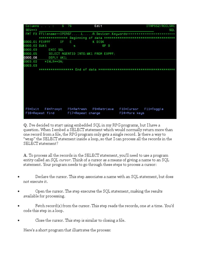 SQLRPGLE | PDF | Sql | Control Flow
