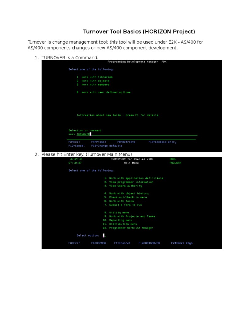 Turnover Tool Basics (HORIZON Project) - 11-28-2013 | PDF