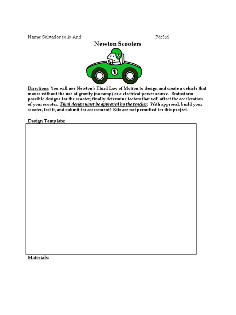 Newtons Scooter Project Gifted | PDF | Acceleration | Cognition